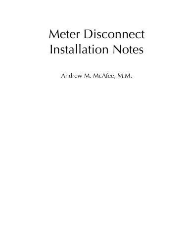 Meter Disconnect Installation Notes
