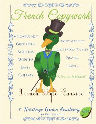 French Handwriting Copywork - French Style Cursive
