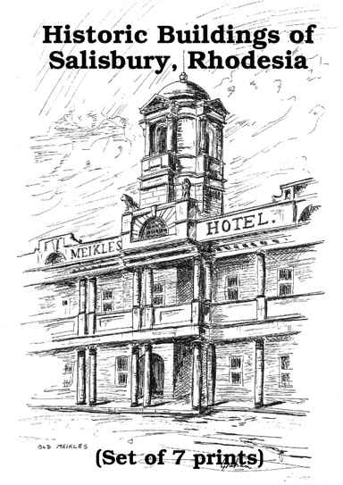 Historic Buildings of Salisbury, Rhodesia - set of 7 prints
