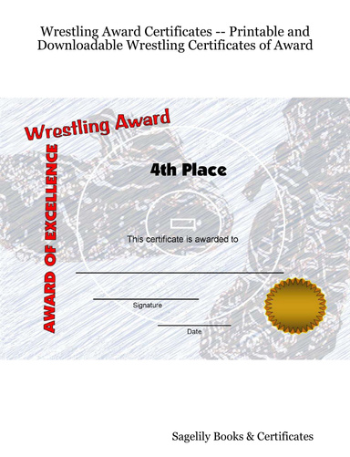 Wrestling Award Certificates -- Printable and Downloadable Wrestling ...