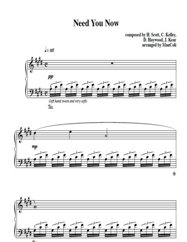 Need You Now (piano sheet music)