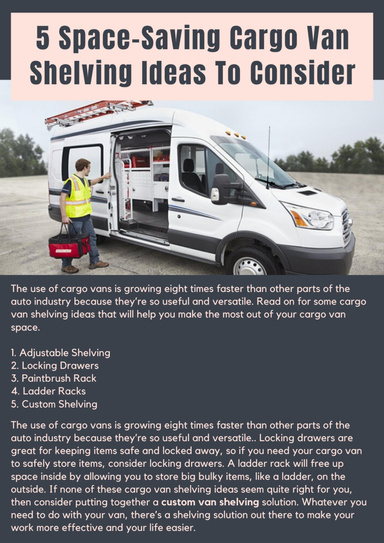 5 Space-Saving Cargo Van Shelving Ideas To Consider