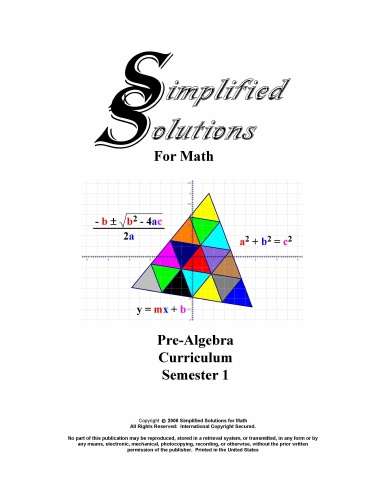 Pre-Algebra Curriculum Semester 1