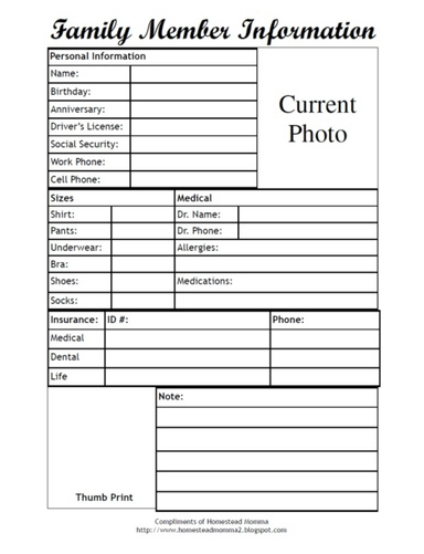 Family Member Information Form