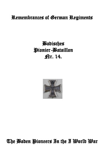 Remembrances of German Regiments, Baden Pioneer Battalion Nr. 14