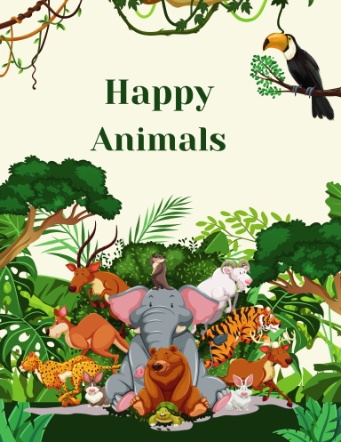 Happy Animals Coloring Book For Kids