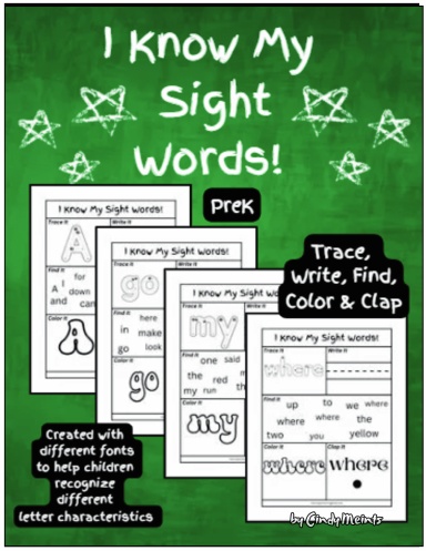 I Know My Sight Words! Preschool Sight Word Activity Book