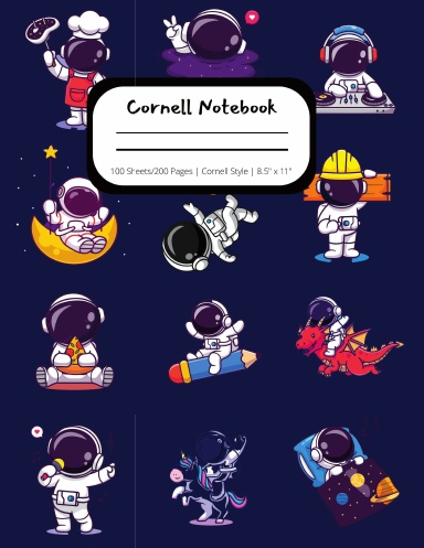 Notebook: Organized Cornell-style, Trendy Astronaut Design