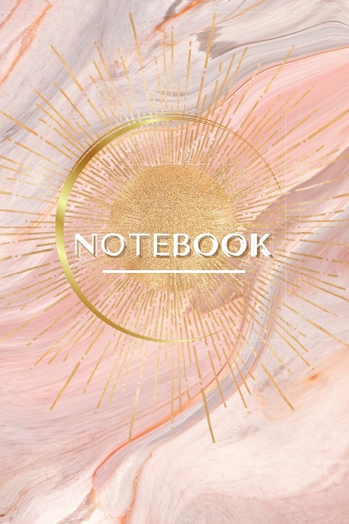 Pink Marble Notebook with Golden Moon and Sunrays, 100 Pages, 6 x 9 ...