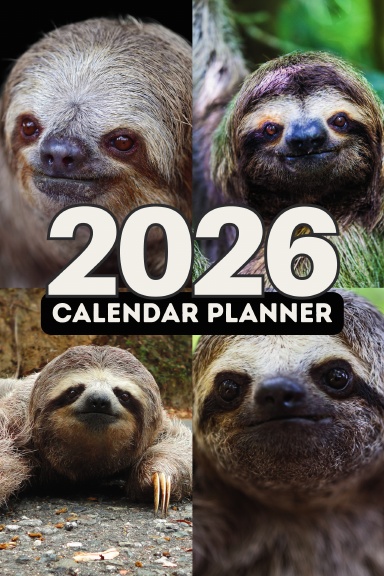 2026 Sloth Day Calendar Planner Paperback 6x9