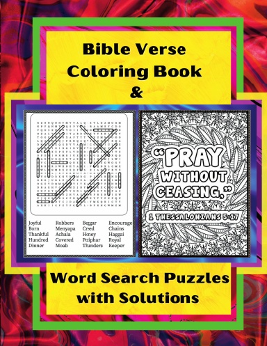 Bible Verse Coloring Book & Word Search Puzzles with Solutions