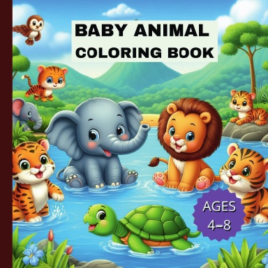 Cute Baby Animals Coloring Book for Kids Ages 4-8 :Fun and Easy ...