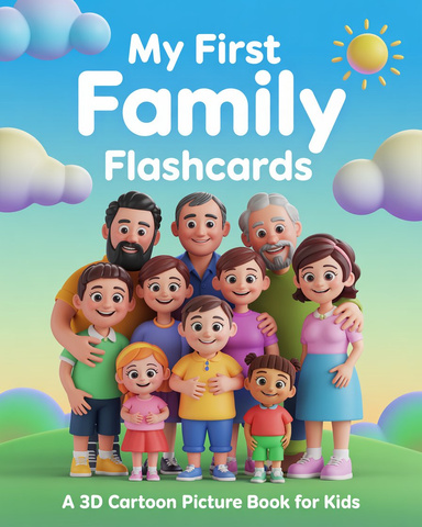 My Family Flashcards " 3D Cartoon Educational Book for Kids"