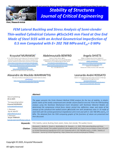 FEM Lateral Buckling and Stress Analysis of Semi-slender Thin-walled ...