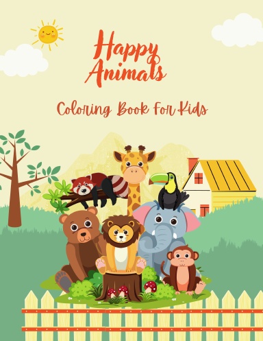 Happy Animals Coloring Book For Kids